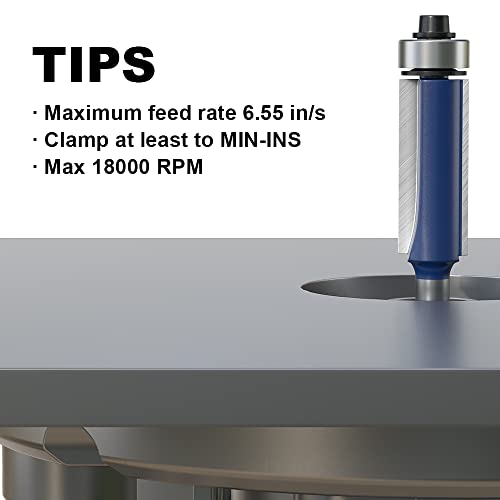 XDENGP 4Pcs Flush Trim Router Bits Set 1/4 Inch Shank, Bottom Bearing Flush Cut Trim Router Bit for Woodworking, Cutting Diameter: 1/4", 5/16", 3/8", 1/2"