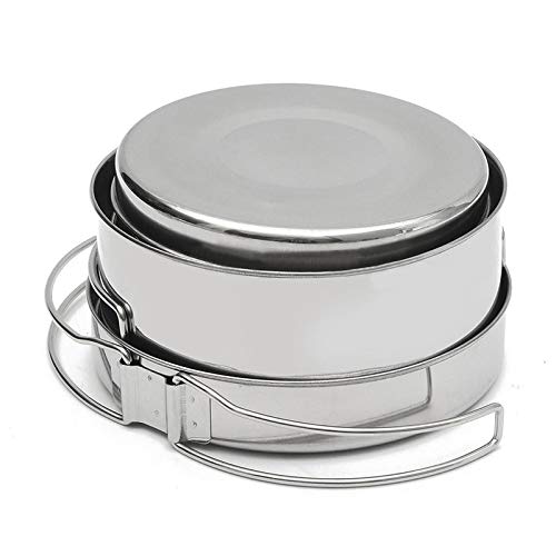 YFDM Camping Outdoor Tableware Stainless Steel Bowls Folding Cooking Set Hiking Taveling Cookware