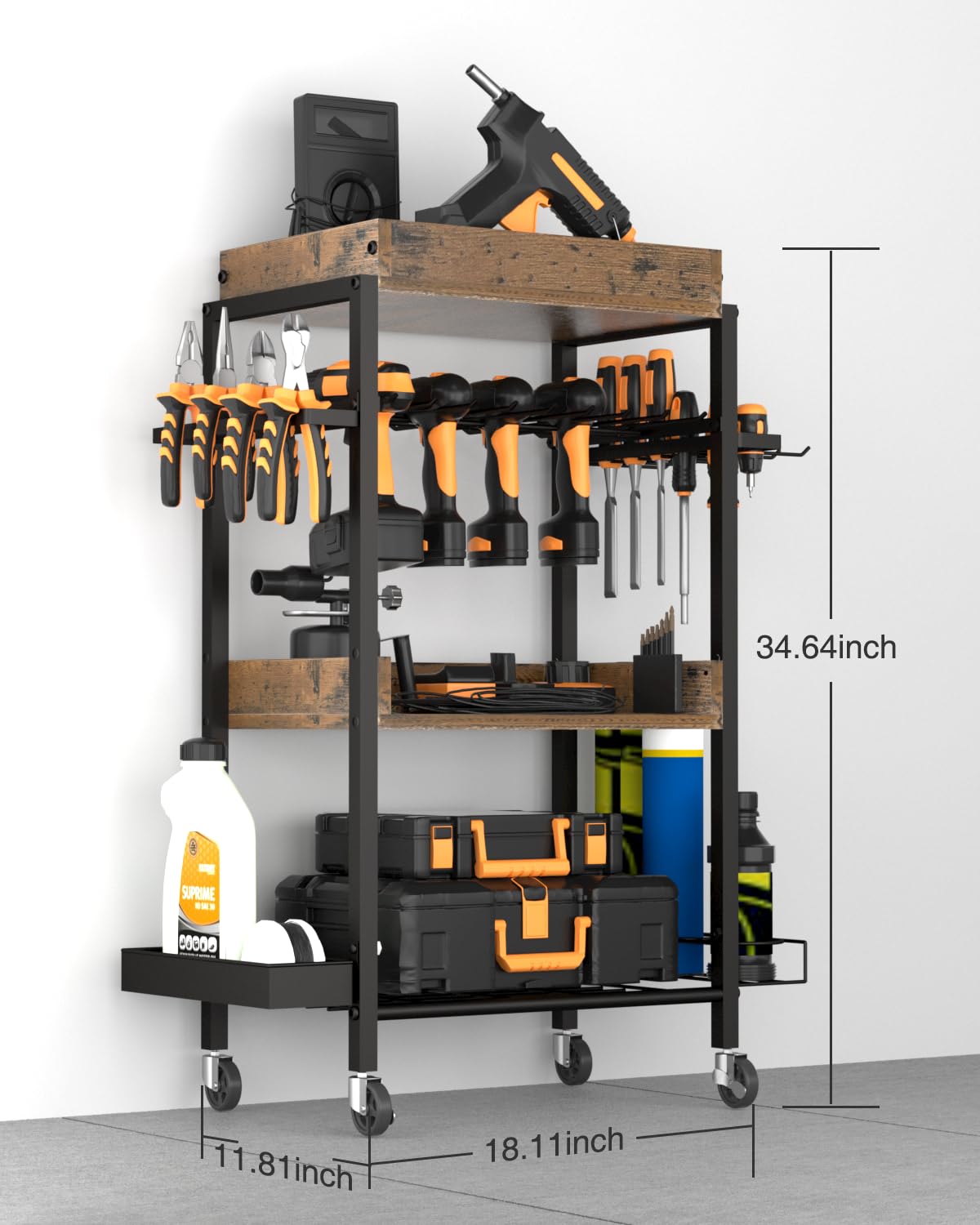 Vdamu Rolling Tool Chest Garage Storage - Power Tool Organizer with Wheels, Tool Cart Can Store a Variety of Tools, Easy to Install, Rolling Tool Cabinet for Garages, Workshops