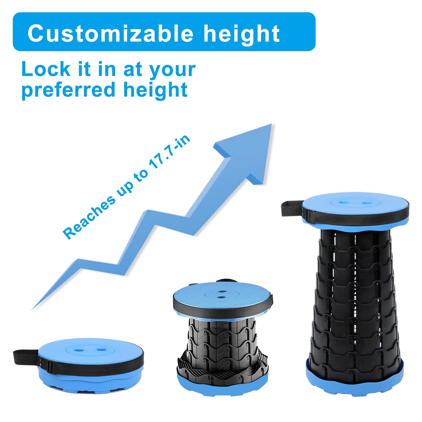 VOLIXOD Foldable Telescoping Stool Portable, Retractable Stool for Adults, Upgraded Collapsible Folding Seats with Load Capacity 550lbs, Camping Stools for Adults