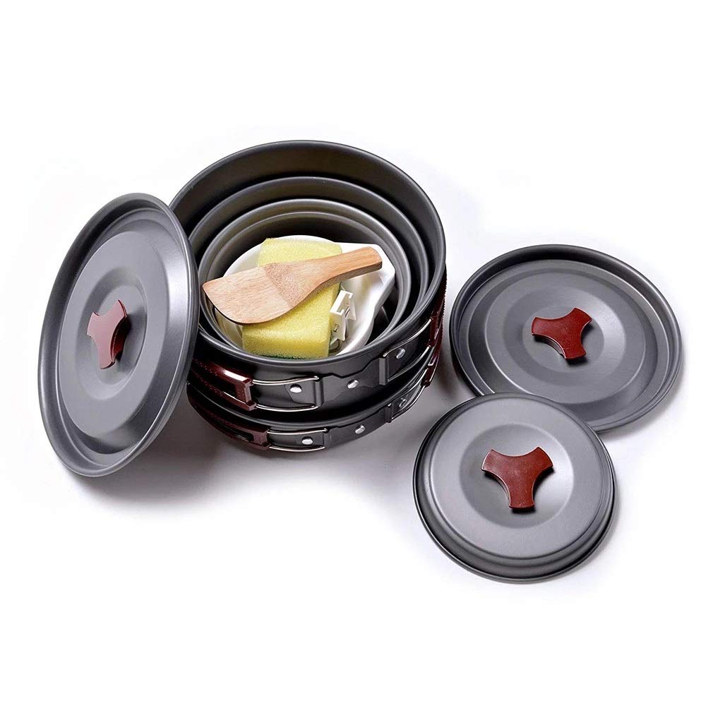 YFDM Outdoor Camping Cookware Kit Non Stick Camping Pans Lightweight Cooking Set Pans and Pots for Trekking Hiking Picnic