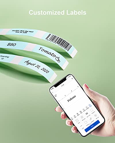 POLONO Thermal Label Maker Tape Replacement Compatible with D30, P10 E1, L1, Q1 Label Printer, Not for POLONO P31S, 15mmx40mm/0.5x1.57inch, 180 Labels/Roll, P10 Thermal Printing Label Paper (Green)