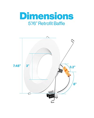 Sunco 6 Pack Retrofit LED Recessed Lighting 6 Inch, 2700K Soft White, Dimmable Can Lights, Baffle Trim, 13W=75W, 965 LM, Damp Rated