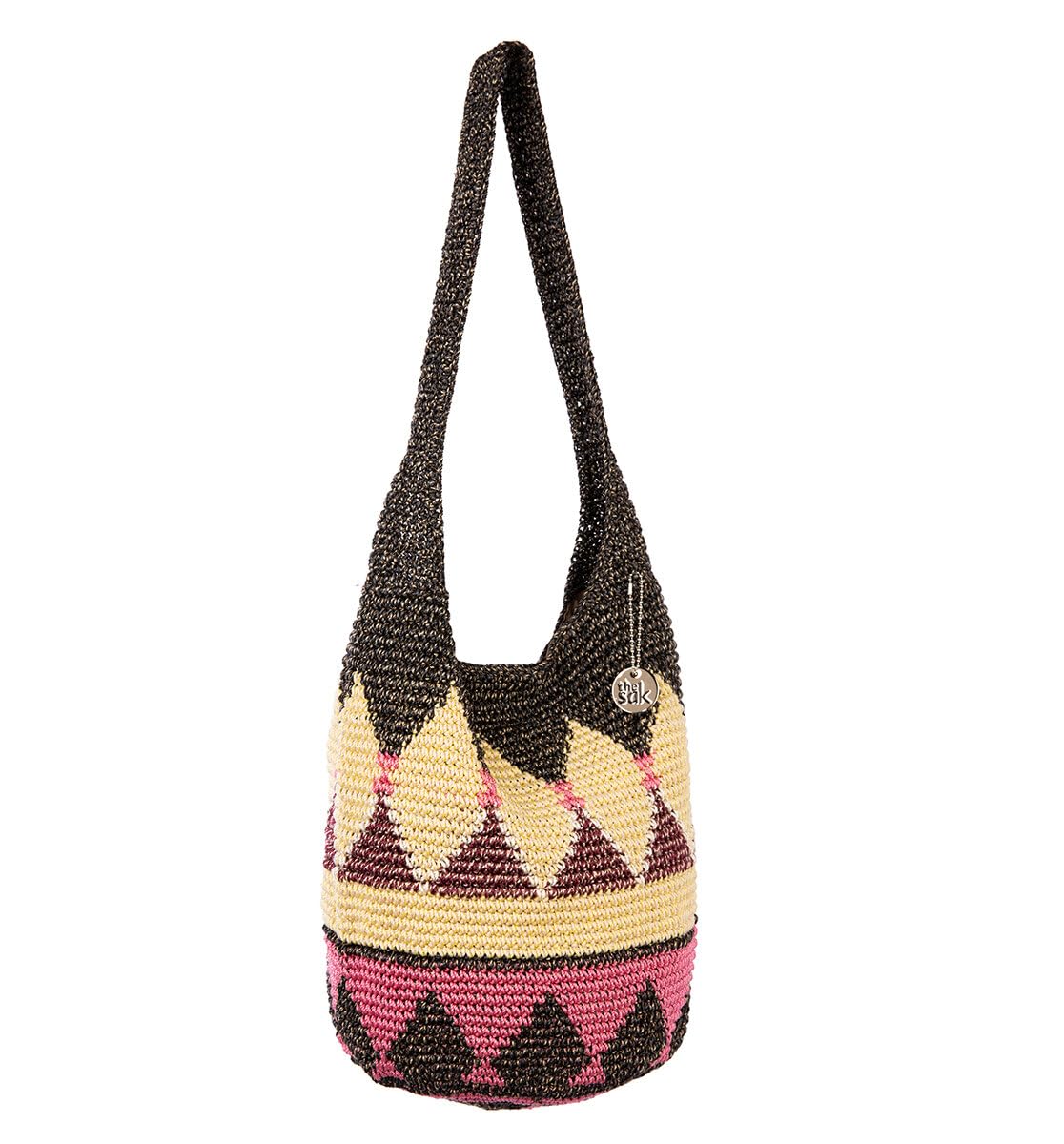 The Sak Back to Bali 120 Hobo in Crochet, Large Shoulder Purse with Single Strap, Yellow Multi Ashbury