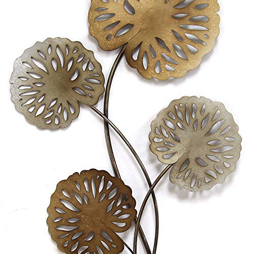 Stratton Home Decor SHD0183 Water Lilies Wall Decor, 17.25 W X 2.25 D X 35.25 H, Multi Metallic