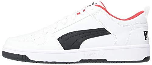 PUMA Men's REBOUND LAYUP LOW Sneaker, Puma White-Puma Black-High Risk Red, 11