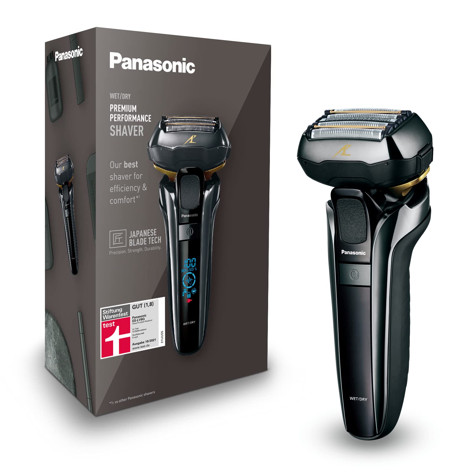Panasonic Premium Razor ES-LV6Q with 5 Scissors Elements Wet & Dry Razor with Flexible 3D Shaving Head & Fold-Out Beard Trimmer