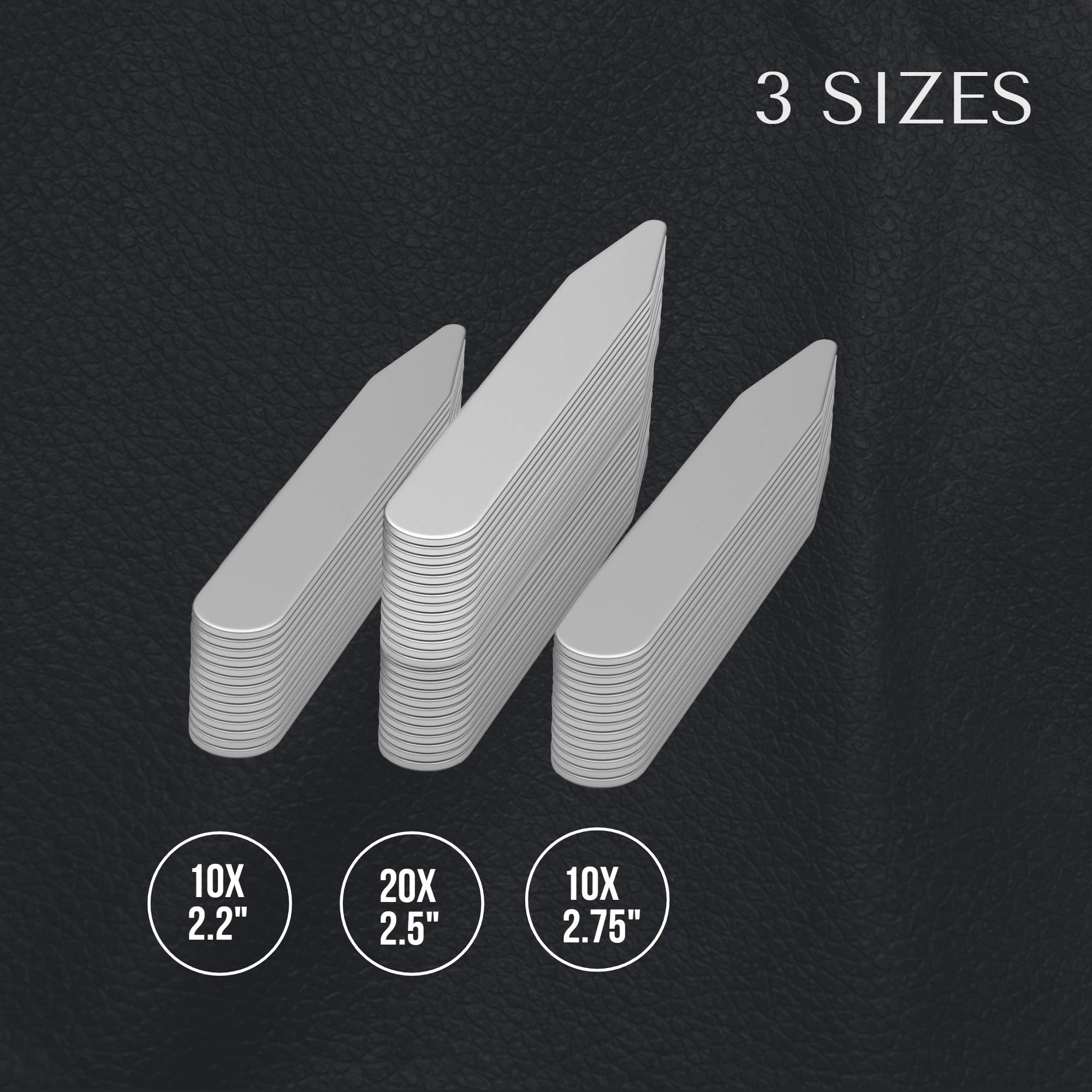 Quality Stays Metal Collar Stays for Men β Set of 40 Dress Shirt Collar Stays for Men, 3 Sizes in a Divided Box