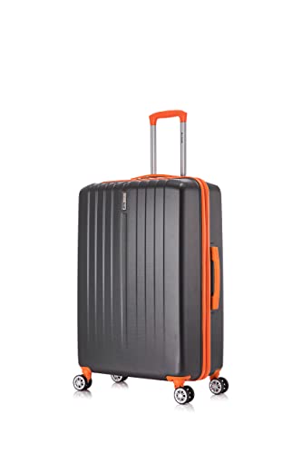 Rockland Malibu Hardside Spinner Wheel Luggage, Charcoal, 19", 24", 28"