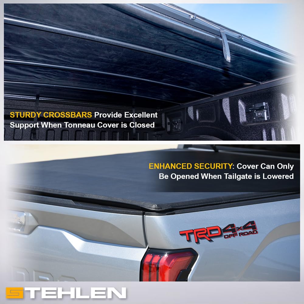 Stehlen 714937188792 Compatible with 2004-2014 Ford F150 / 2006-2008 Lincoln Mark LT 5.5 Feet (66") Short Bed Lock and Roll Up Tonneau Cover - Black