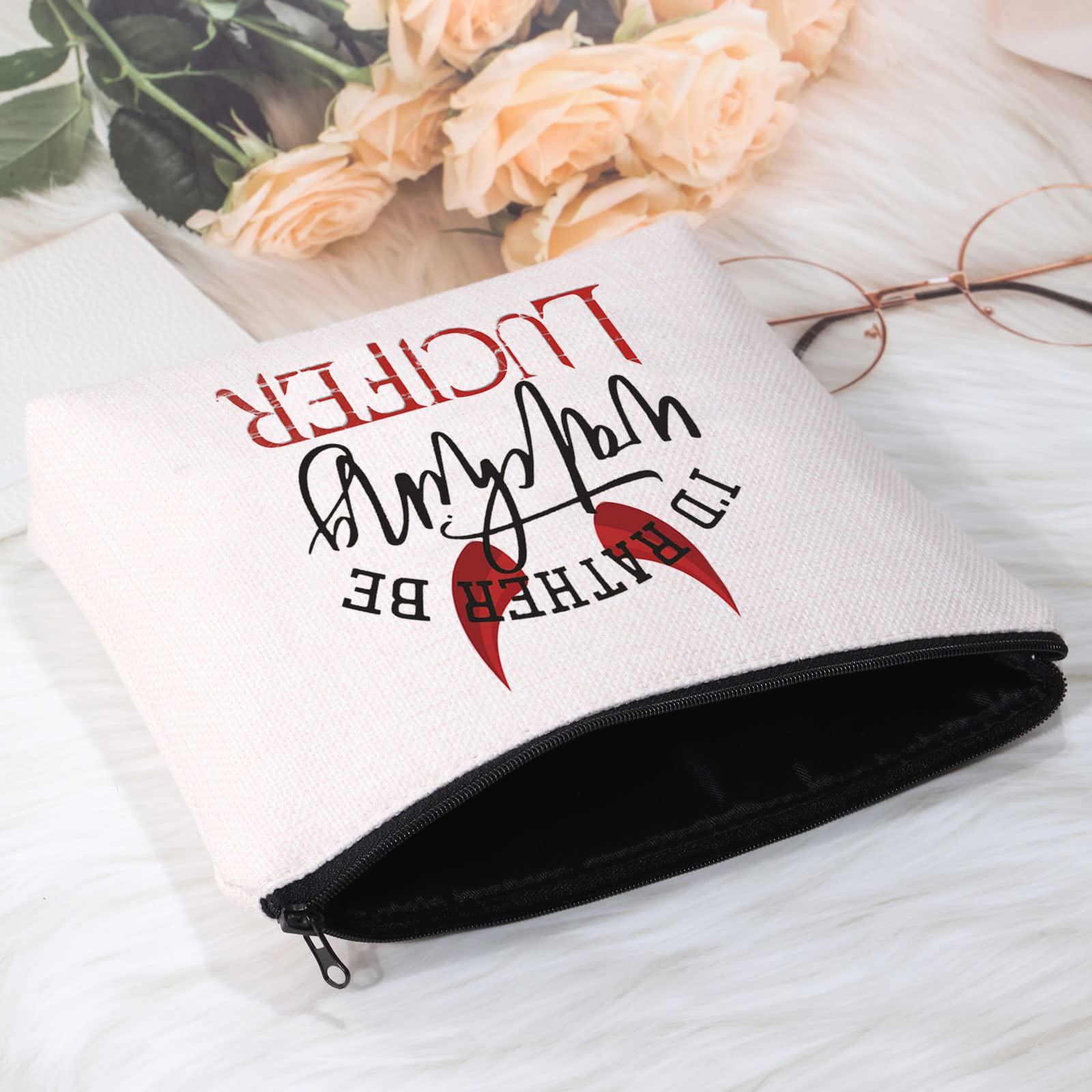 POFULL Lucifer TV Show Inspired Gift Lux Nigh Club Gift I'd Rather Be Watching Lucife Makeup Bag (LUCIFER bag)
