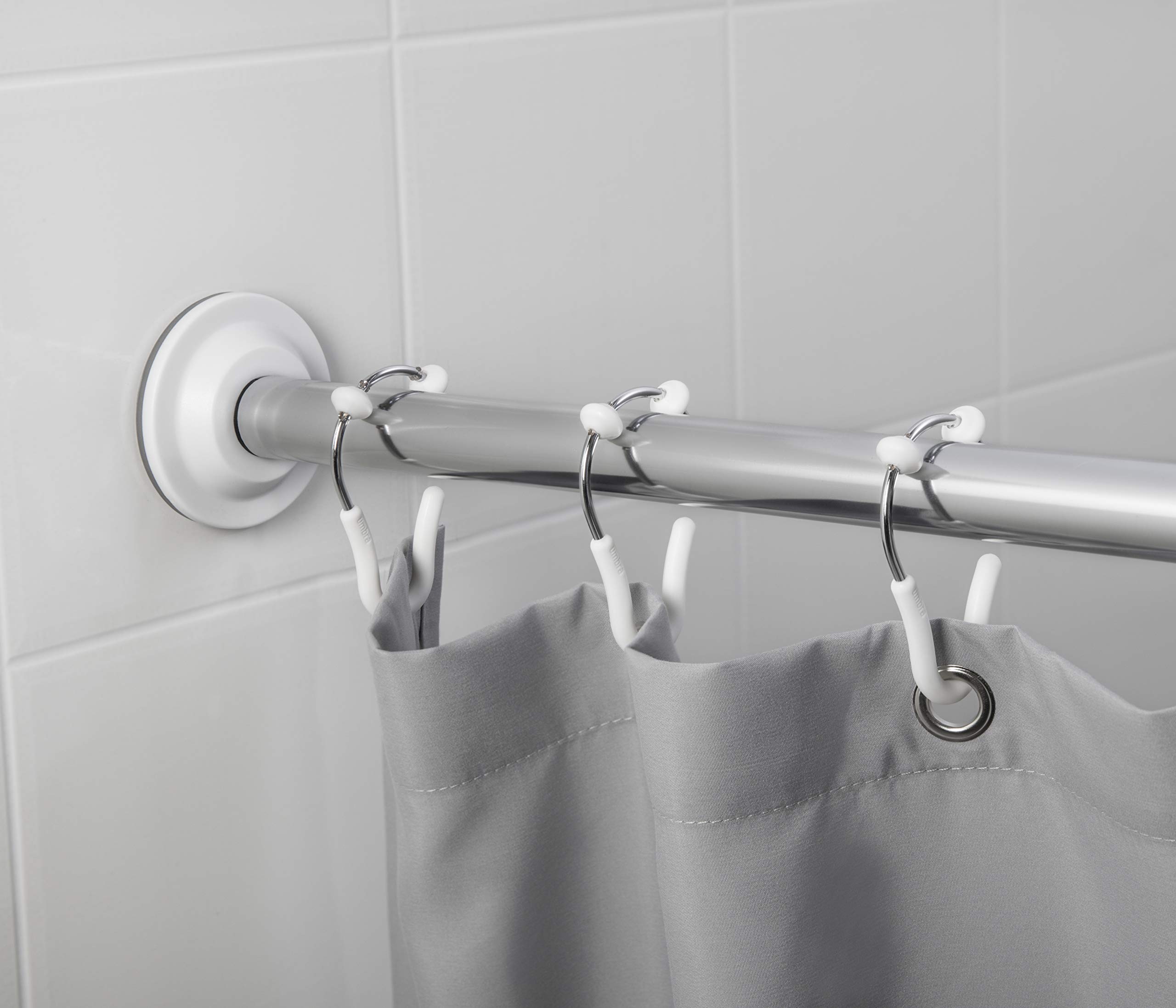 Umbra, White/Chrome Flex Single Shower Rings, Set of 12, 2'' x 3'' (1012687-666)