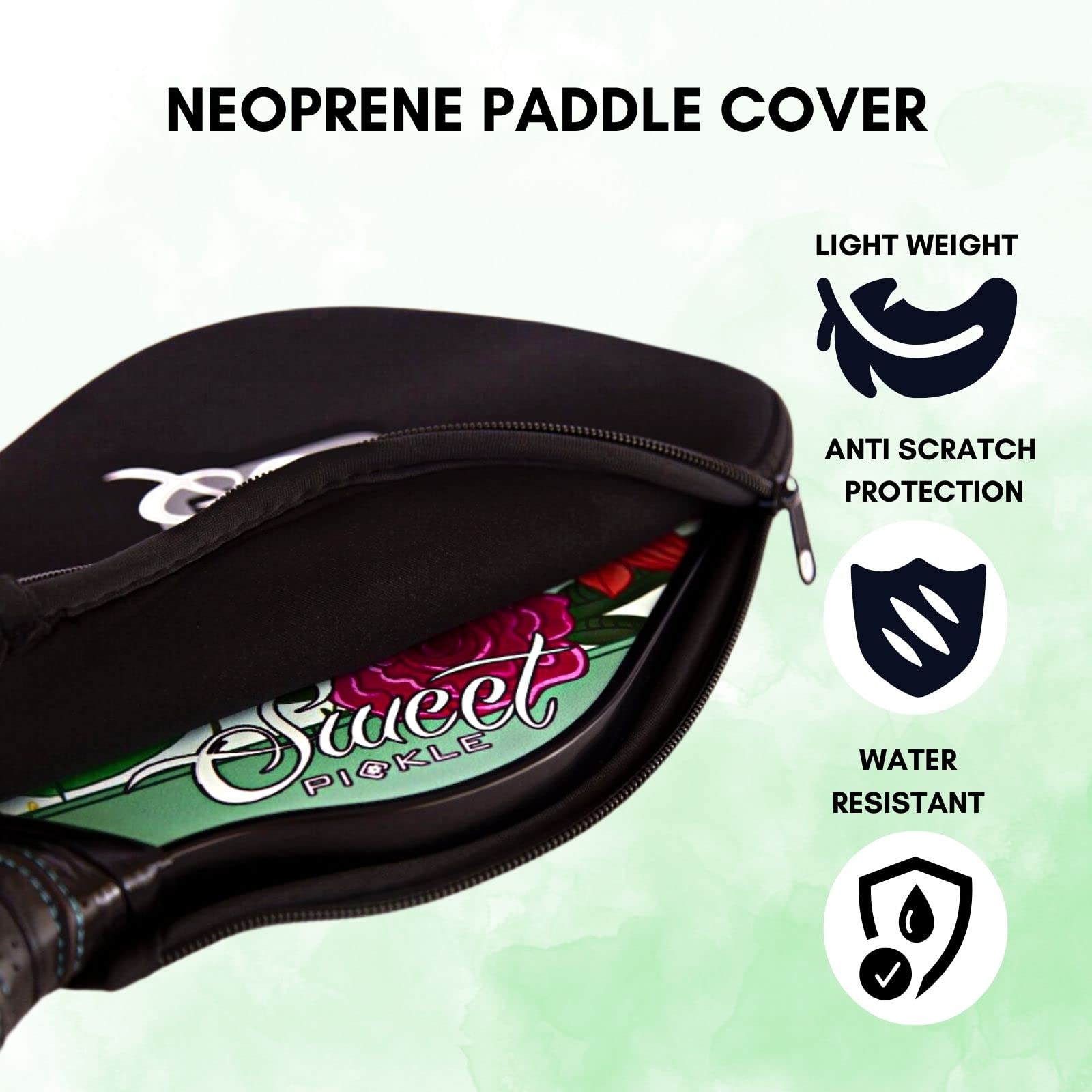 Sweet Pickle Tropical Paradise Pickleball Paddle, Composite Honeycomb Core, Carbon Graphite, Soft Grip, Indoor Outdoor Lightweight Stylish Design Pickleball Racket with Raquet Paddle Cover
