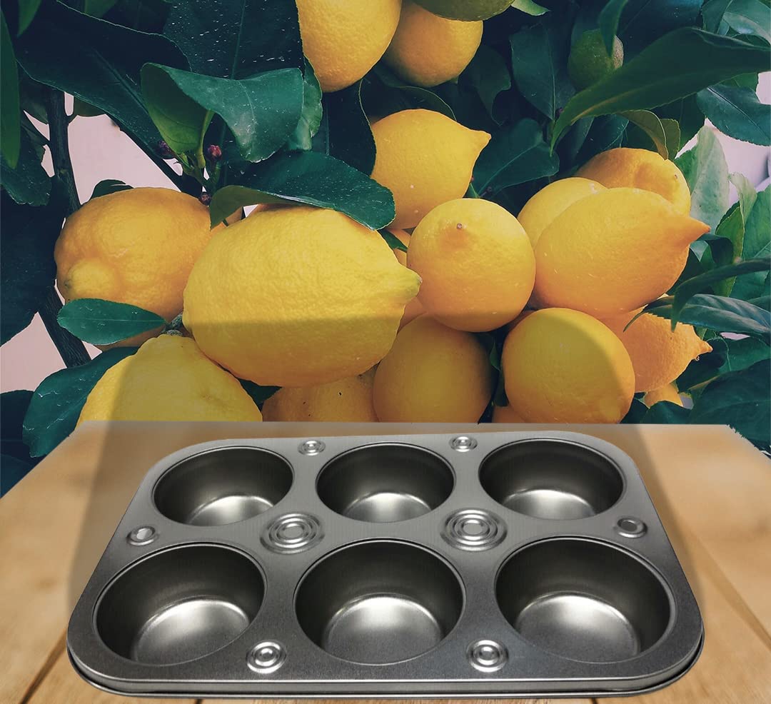 Stainless Steel Muffin Pan Tin for Baking, 6-Cup Metal Cupcake Pan Tray, Non-toxic & Healthy, Oven & Dishwasher Safe