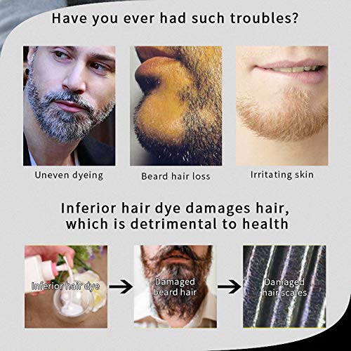 SEVICH Black Beard Dye Shampoo, Beard Care Repair Grey Cover Mustache Conditioner Softener, Fragrance Free