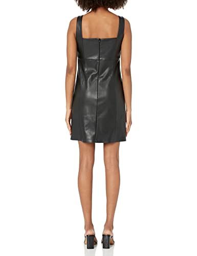 The Drop Women's Hank Vegan Leather Square Neck Mini Dress, Black, 2X