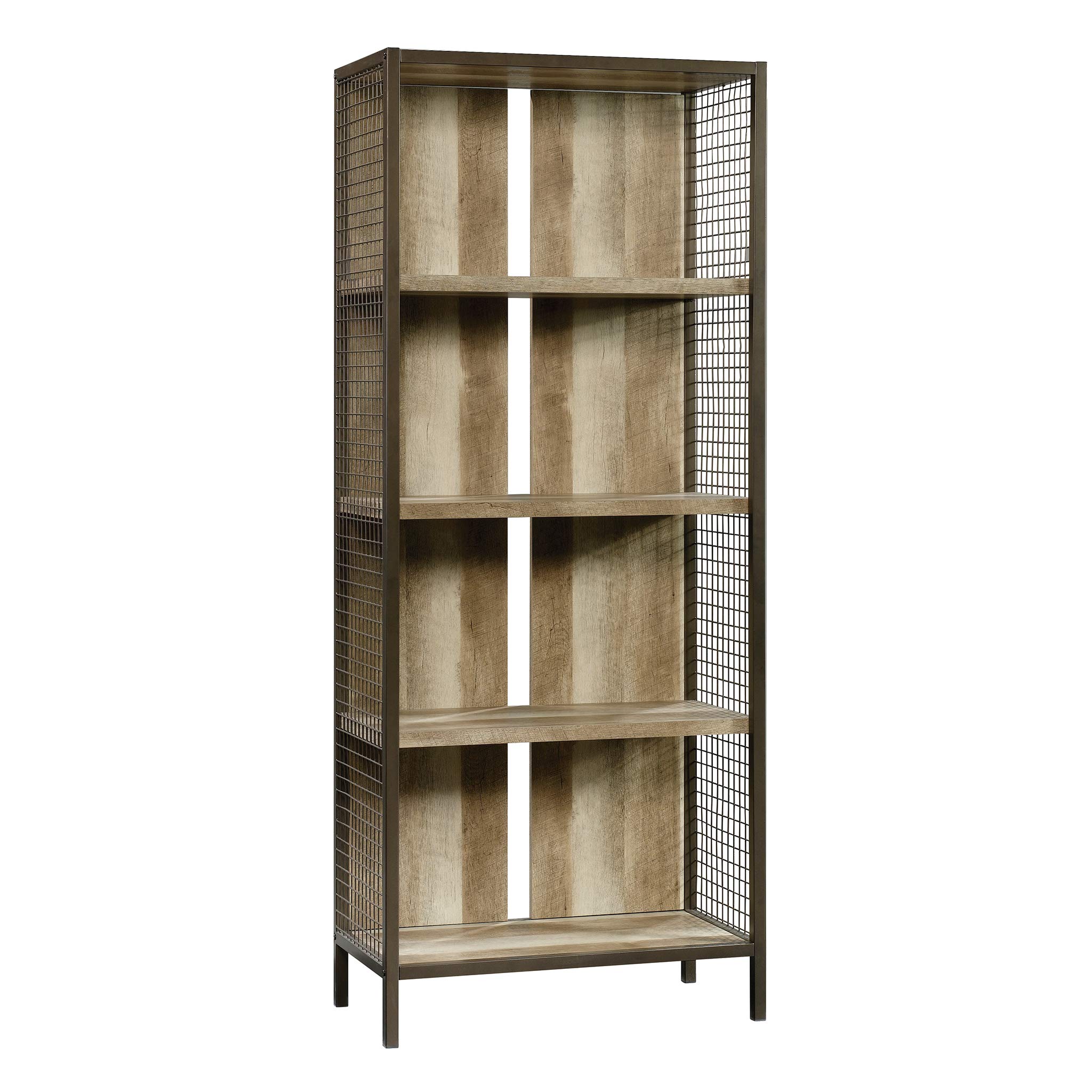 Sauder Carson Forge Tall Bookcase, L: 29.45" x W: 15.55" x H: 71.77", Lintel Oak Finish