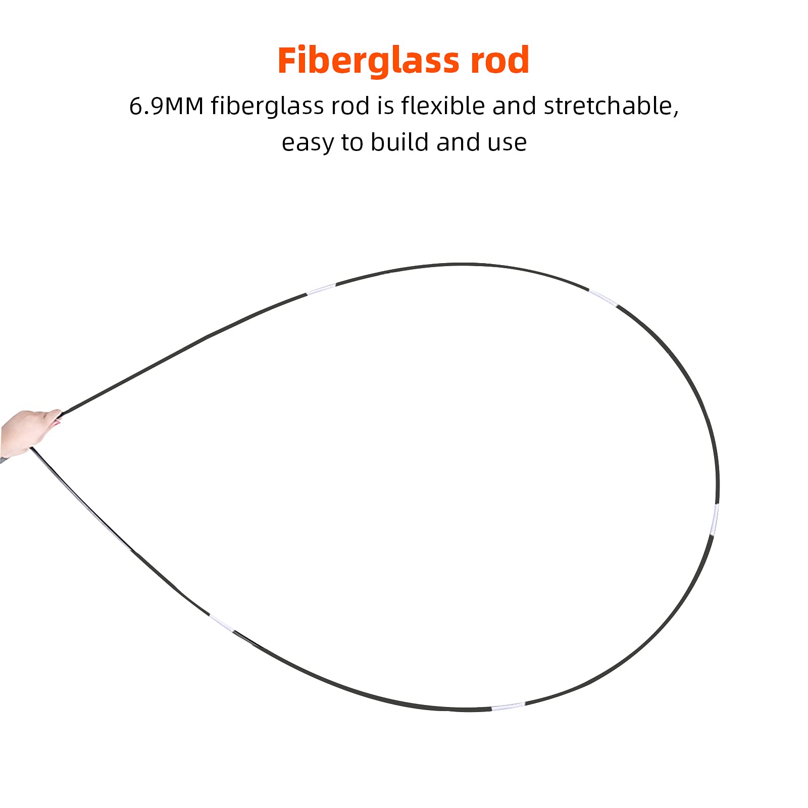 VideoPUP Tent Fiberglass Pole Kit Rod Replacement Tent Poles Accessories, Multifunction Lightweight Tent Pole Repair Kit,2 Sets 6 Sections,Fits 78×40in Single Tent, Pole Length 124"