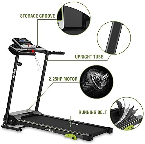 Redliro Walking Machine for Home Folding Jogging Treadmill with Incline Portable Space Saving Fitness Motorized Running Electric Indoor Exercise Workout Office Physical Training