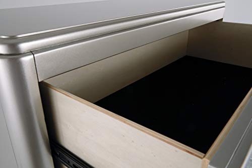 Signature Design by Ashley Coralayne Glam 5 Drawer Chest with Faux Shagreen Drawer Fronts, Silver