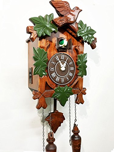 Rylai Cuckoo Clock Vintage Large Wooden Wall Clock Handcrafted 13x9.5 Inch Green
