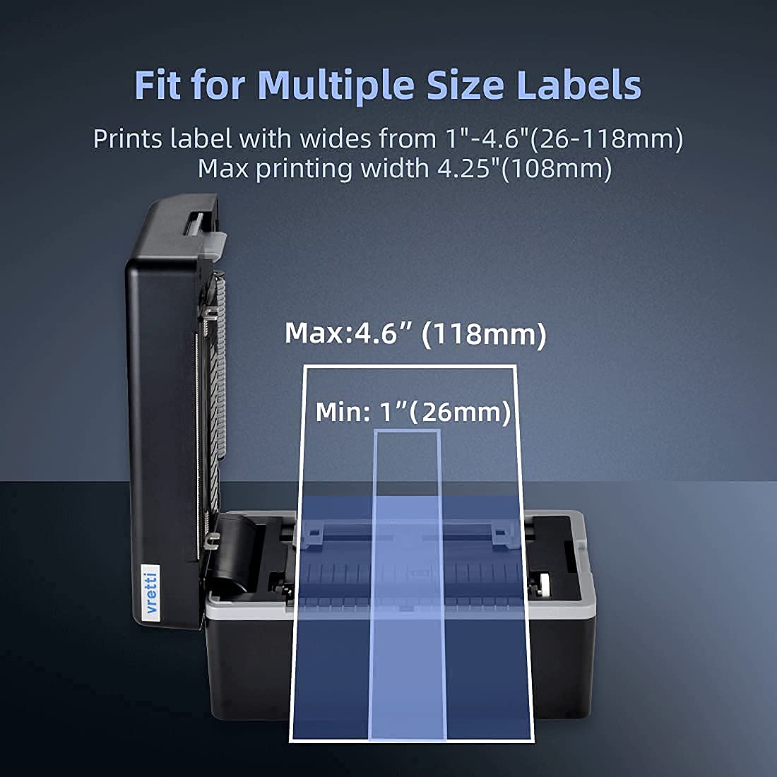vretti Bluetooth Thermal Label Printer, Wireless 4x6 Shipping Label Printer, 152mm/s Destop Barcode Label Printer for Shipping Packages, Small Business, Amazon,Windows, Mac