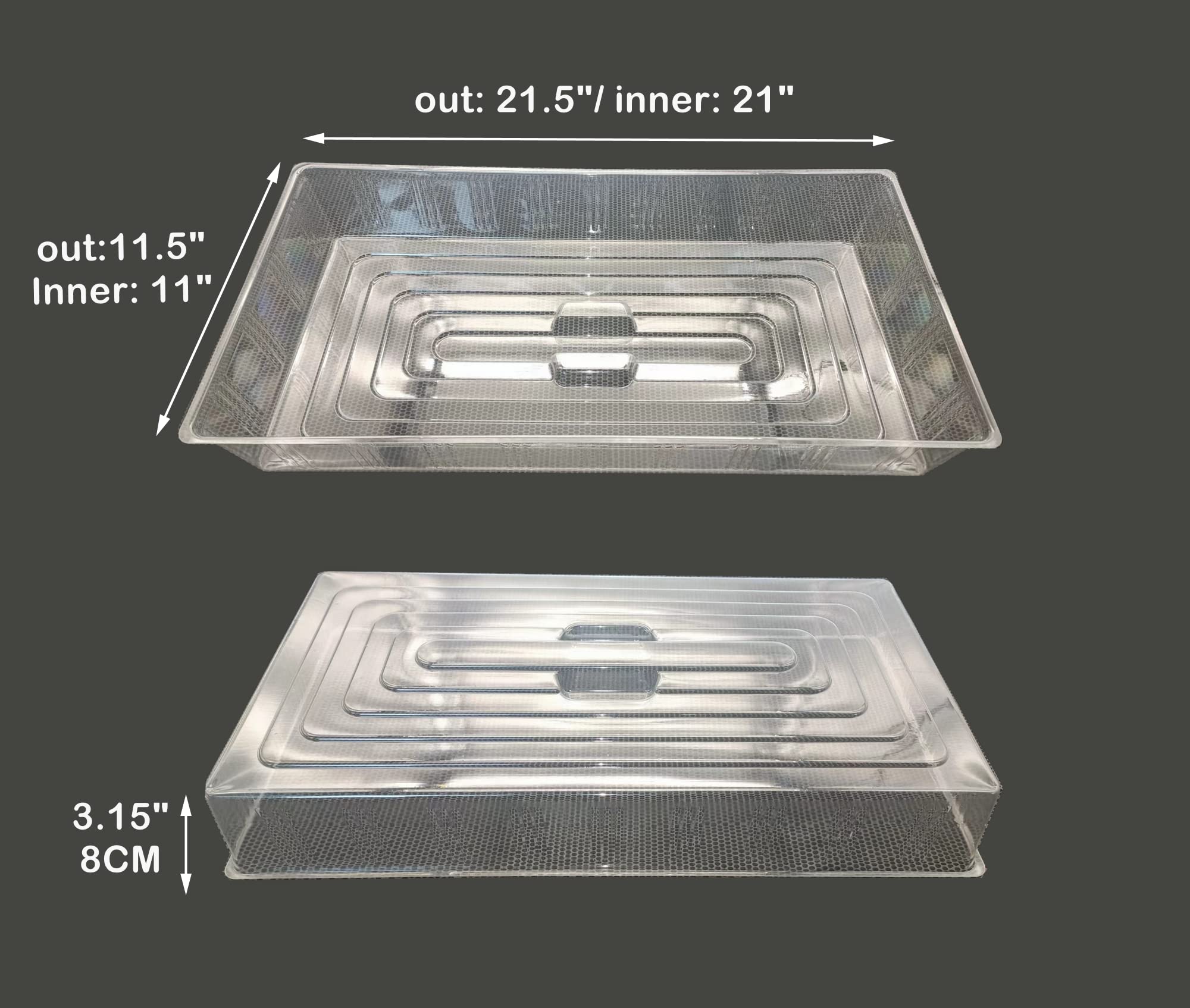 RooTrimmer Humidity Dome, Plastic Clear Seed Starter Dome 1020 Tray Covers Humidifying and Insulating for Greenhouse Germination and Garden Growing (21.5"×11.5", 3.15" Height, 10-Pack)