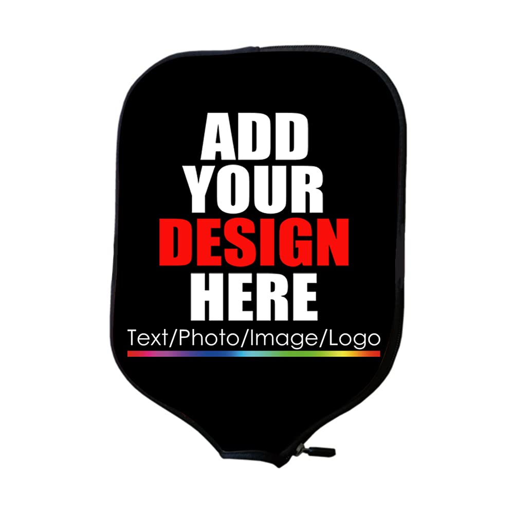 VROSELV Custom Pickleball Paddle Cover Personalized Neoprene Racquets Covers Sleeves Add Your Image Photo Logo Fits Most Rackets 8.26"x11.61" Black