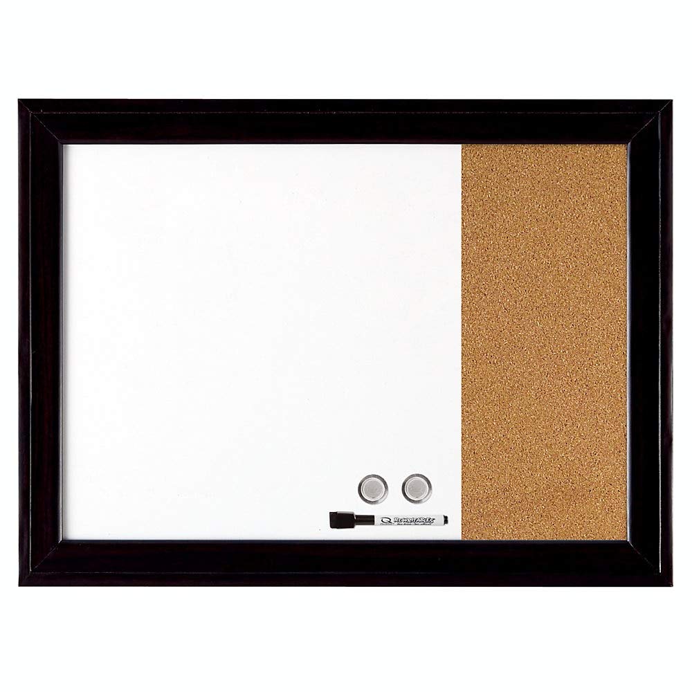 Quartet Combination Magnetic Whiteboard & Corkboard, 17" x 23", Combo White Board & Cork Board, Home DƩcor, Black Frame (79283)