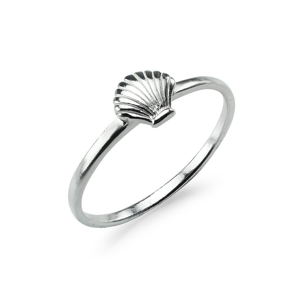 Sterling Silver Polished Seashell Band Ring Clam Scallop Beach Size 8 Women