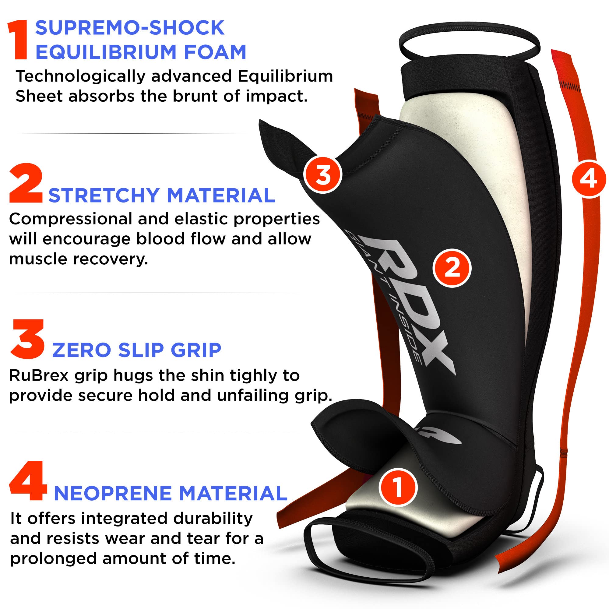 RDX Neoperene MMA Shin Instep Pads Leg Guard Muay Thai Boxing Training Protective Gear Kickboxing (CE Certified by SATRA)