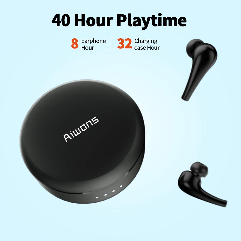 Wireless Earbuds, Bluetooth 5.0 Headphones in-Ear, IPX7 Waterproof Sport Running Earphones with Charging Case, Bass Stereo/40H Playing Time,Built-in Mic Single/Twin Mode for iPhone/Android