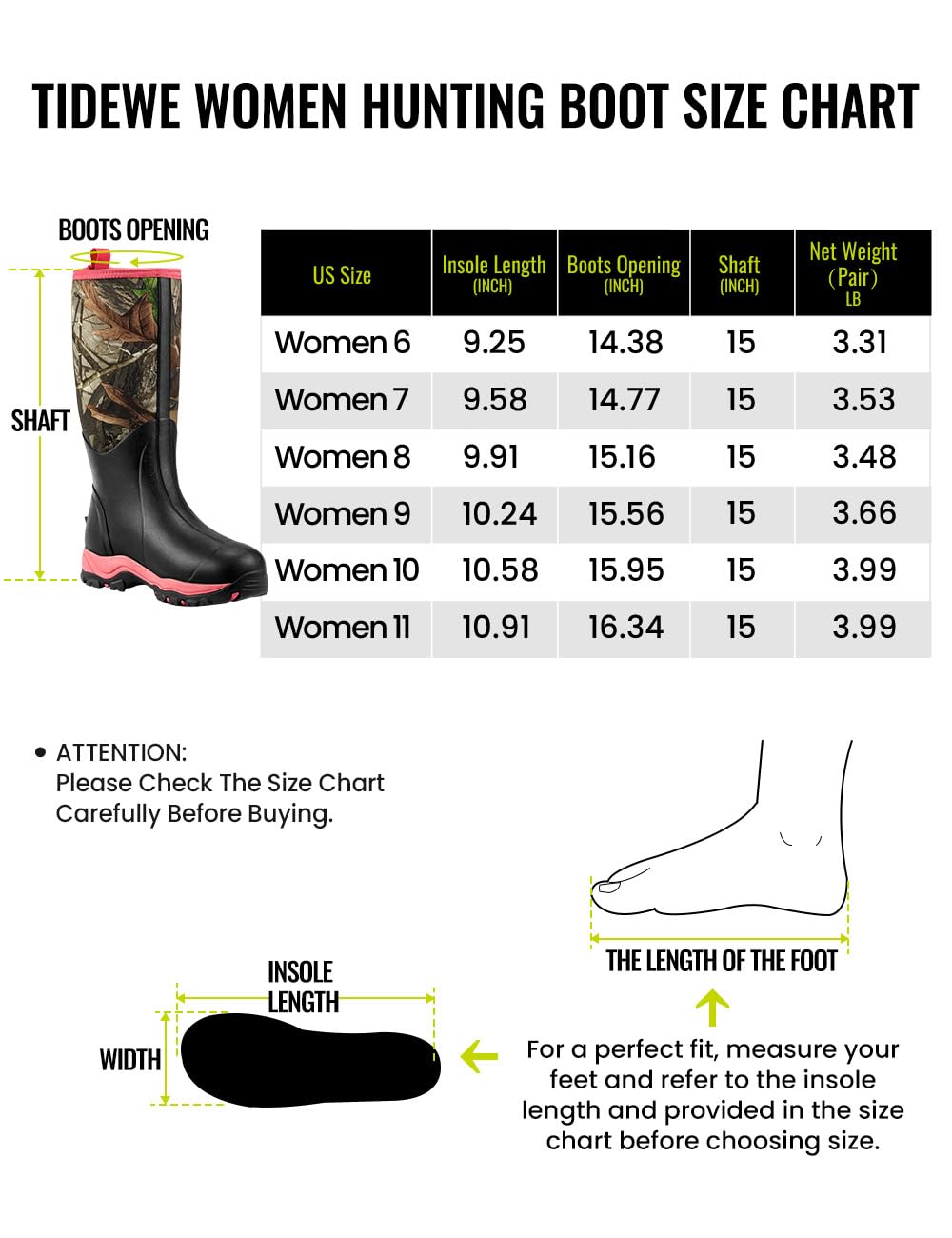 TIDEWE Hunting Boot for Women, Insulated Waterproof Durable Women's Hunting Boot, 6mm Neoprene and Rubber Outdoor Boot(Pink Size 9)