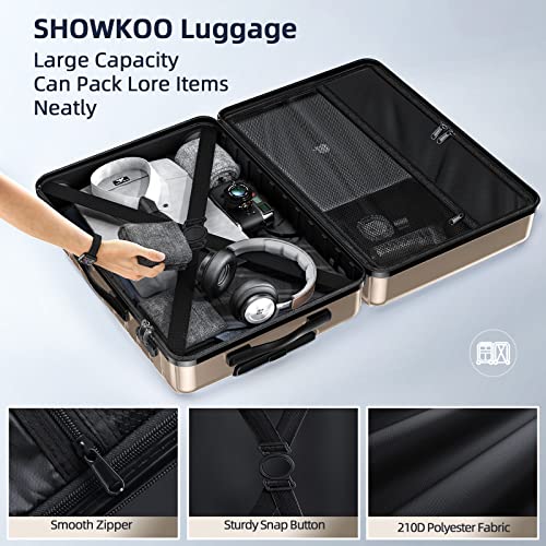 SHOWKOO Luggage Sets Expandable ABS Hardshell 3pcs Clearance Luggage Hardside Lightweight Durable Suitcase sets Spinner Wheels Suitcase with TSA Lock (Black)