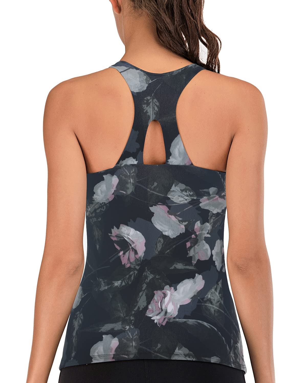 Workout Tops for Women with Built in Bra Athletic Yoga Tops Exercise Running Gym Shirts Lotus XL