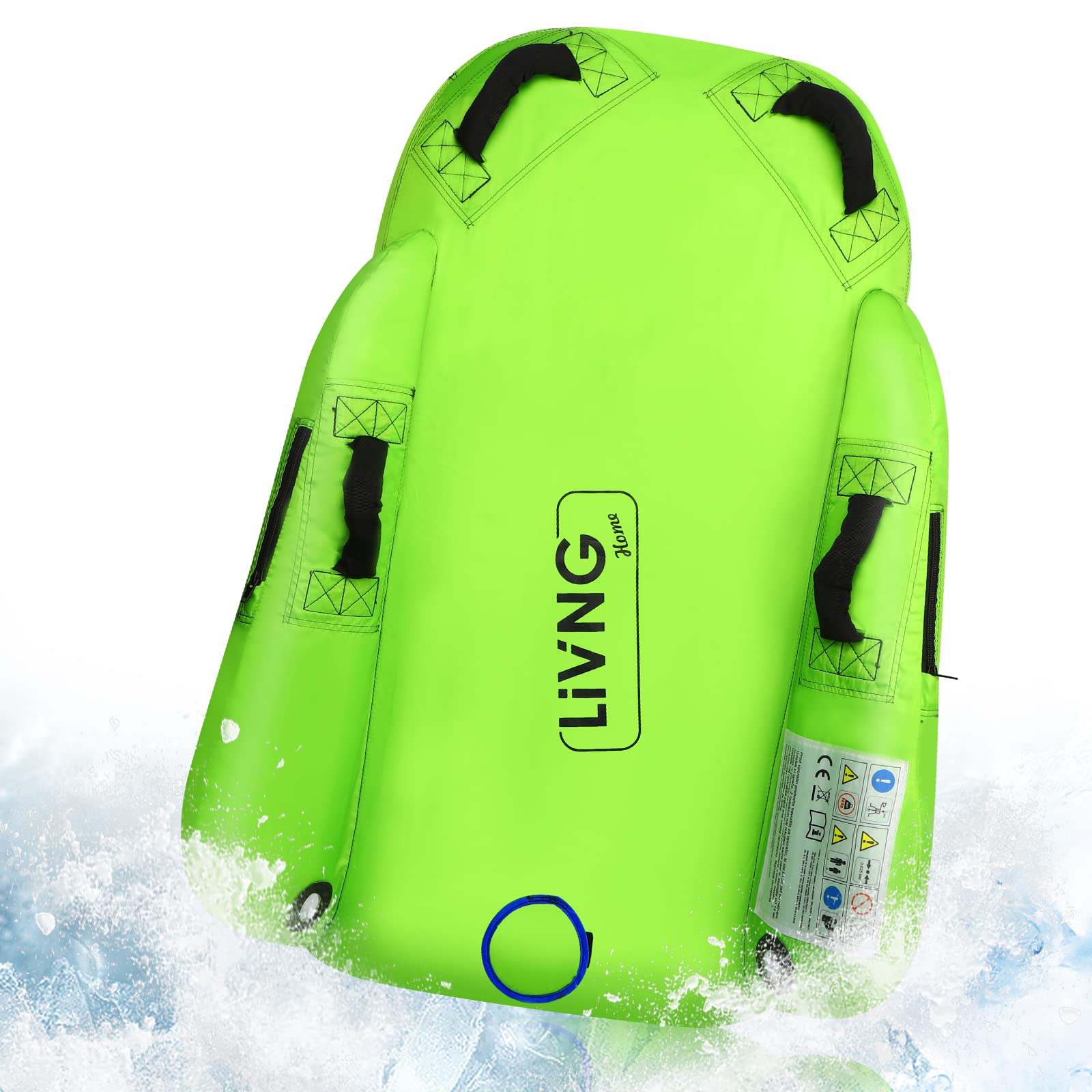 Snowboard Ribbon Inflatable sled, Long Snow Tube Completely Covered by Durable Nylon Material (Square)