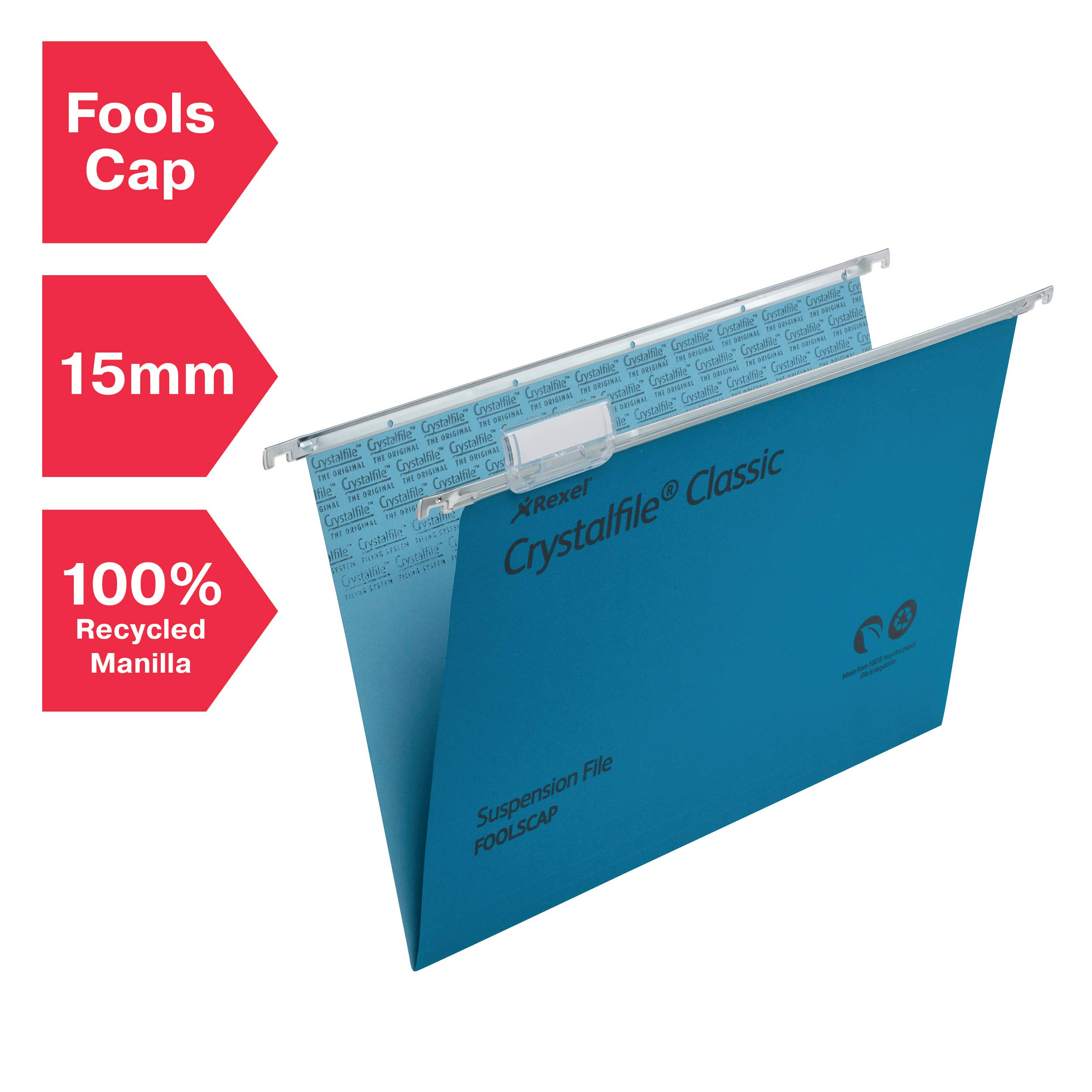 Rexel Crystalfile Classic Suspension File Complete Foolscap Red Pk 50 78141