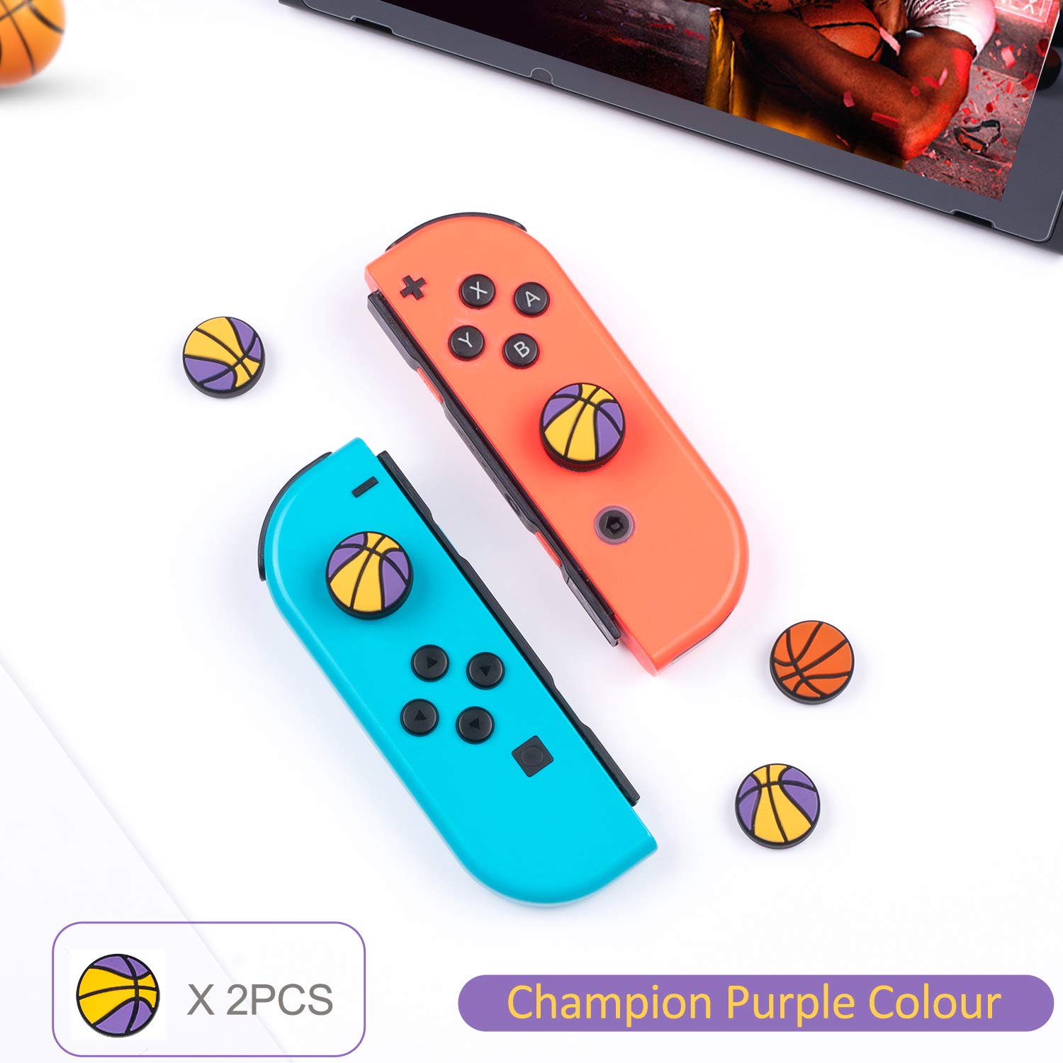 Switch Thumb Grips Caps 4 PCS Basketball for Nintendo Joycon Grip Caps Analog Stick Button Cover