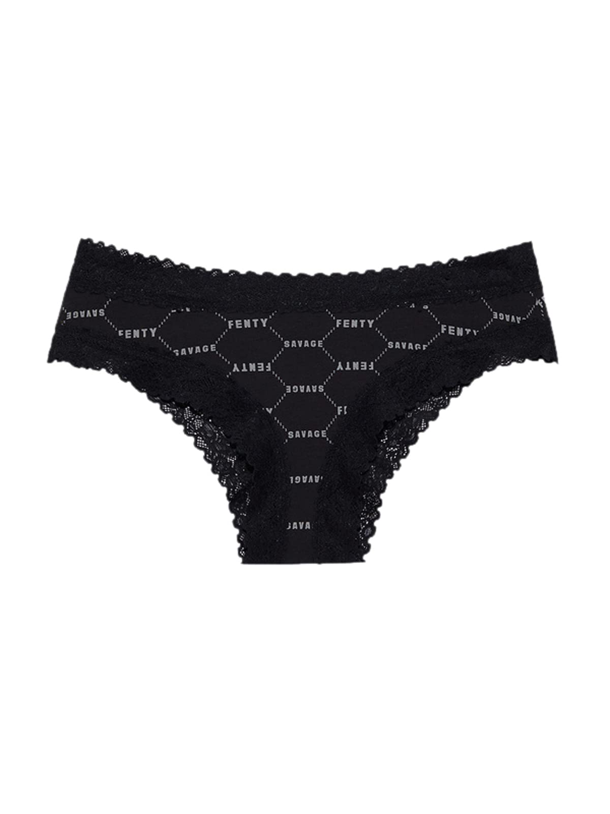 Savage X Fenty, Women's, Cotton Essentials Cheeky, Minimal coverage, Cotton, Low-rise, Black Caviar Logo Print, XL