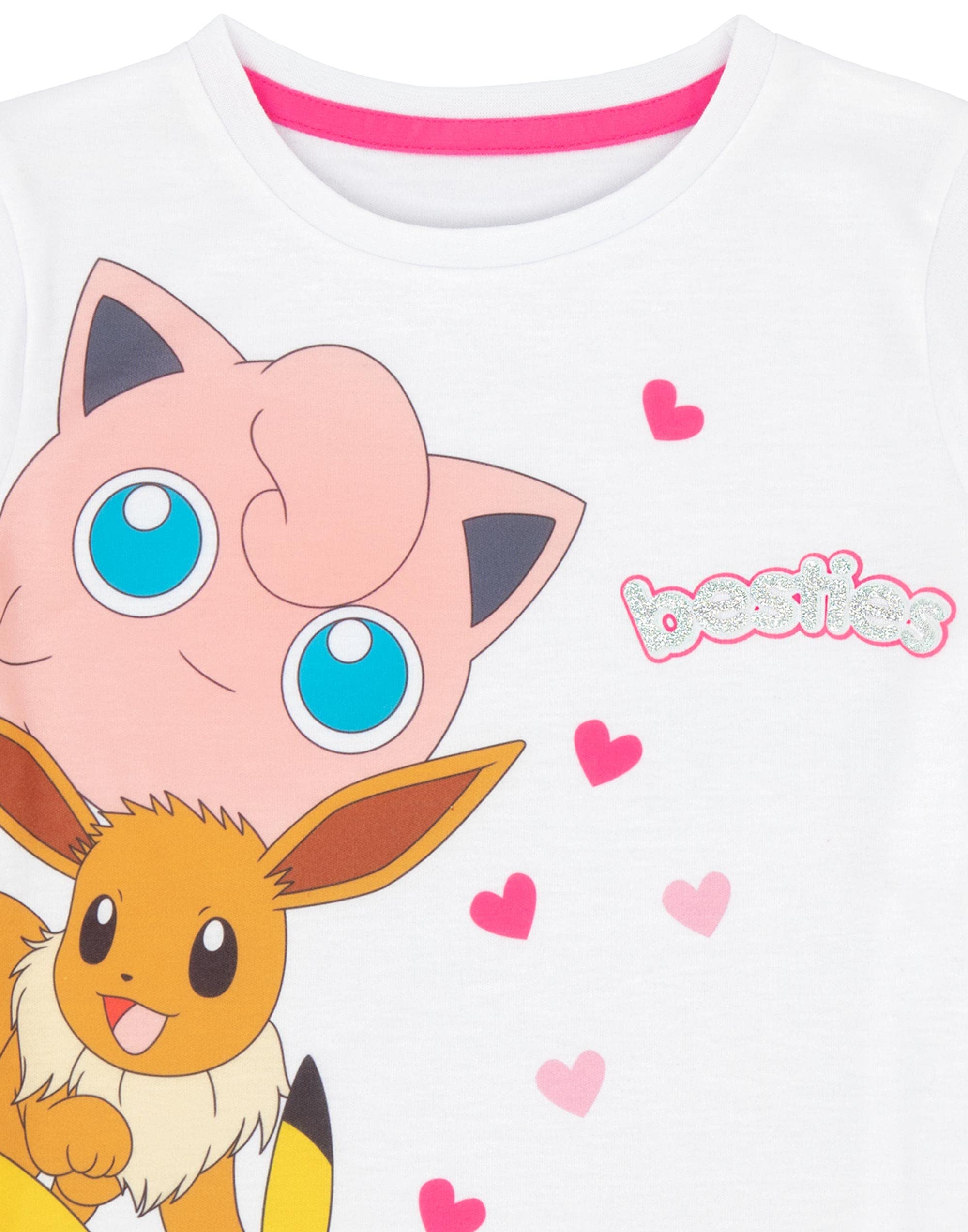 Pokemon Pyjamas Girls Kids Besties Character T-Shirt Trousers Pjs Set 9-10 years White