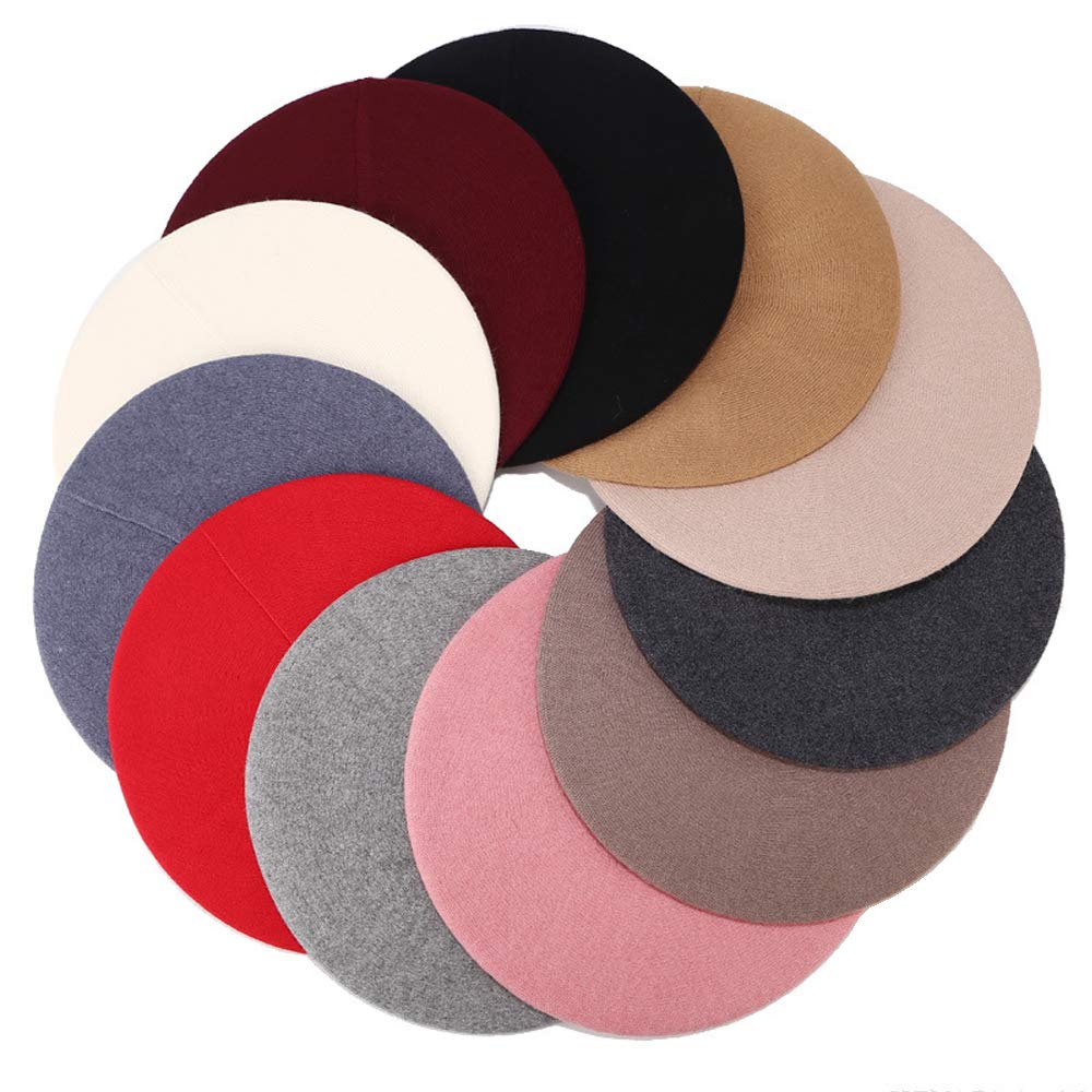 Sydbecs Cashmere Beret Hats for Women Girls, Reversible French Berets Hat Solid Color Style (Black)