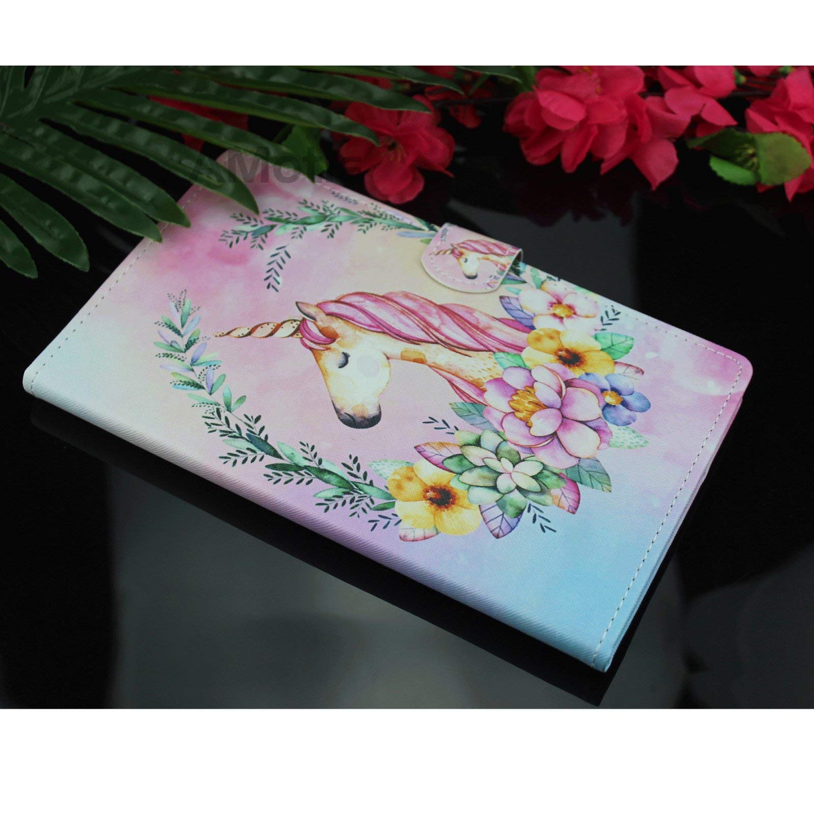 Universal 8.0" Tablet Case, AMOTIE Wallet Stand Cover Shockproof Case for iPad Mini 1 2 3 4 5/ Galaxy Tab E 8.0/ Tab A 8.0/ Fire HD 8 and More 7.5-8.5 inch Tablet, Pink Unicorn