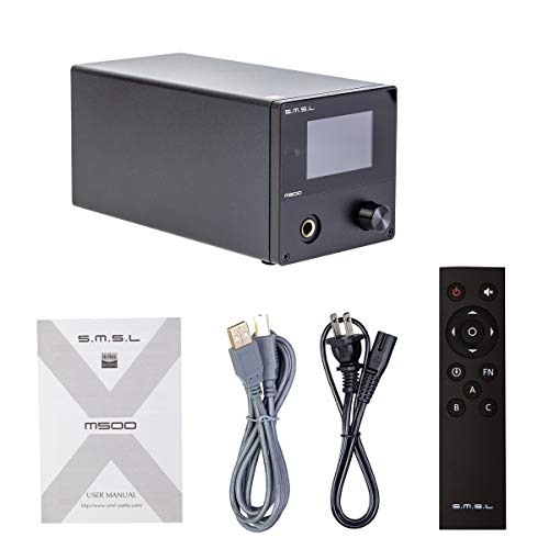 S.M.S.L M500 DAC Headphone Amp Supports MQA decoding ES9038PRO D/A chip USB Uses XMOS XU-216 with Remote Control (Black)