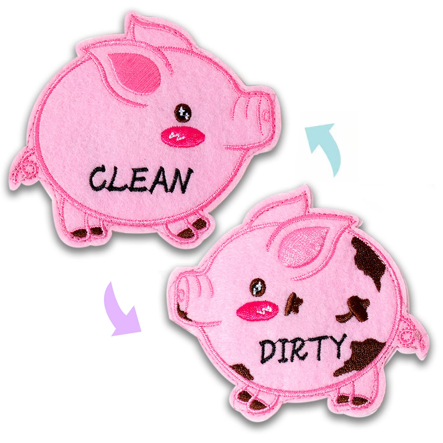 Handmade Felt Piggy Clean Dirty Magnet for Dishwasher, Oxepleus Funny Dishwasher Magnet Clean Dirty Sign, Double Sided Strong Kitchen Flip Indicator