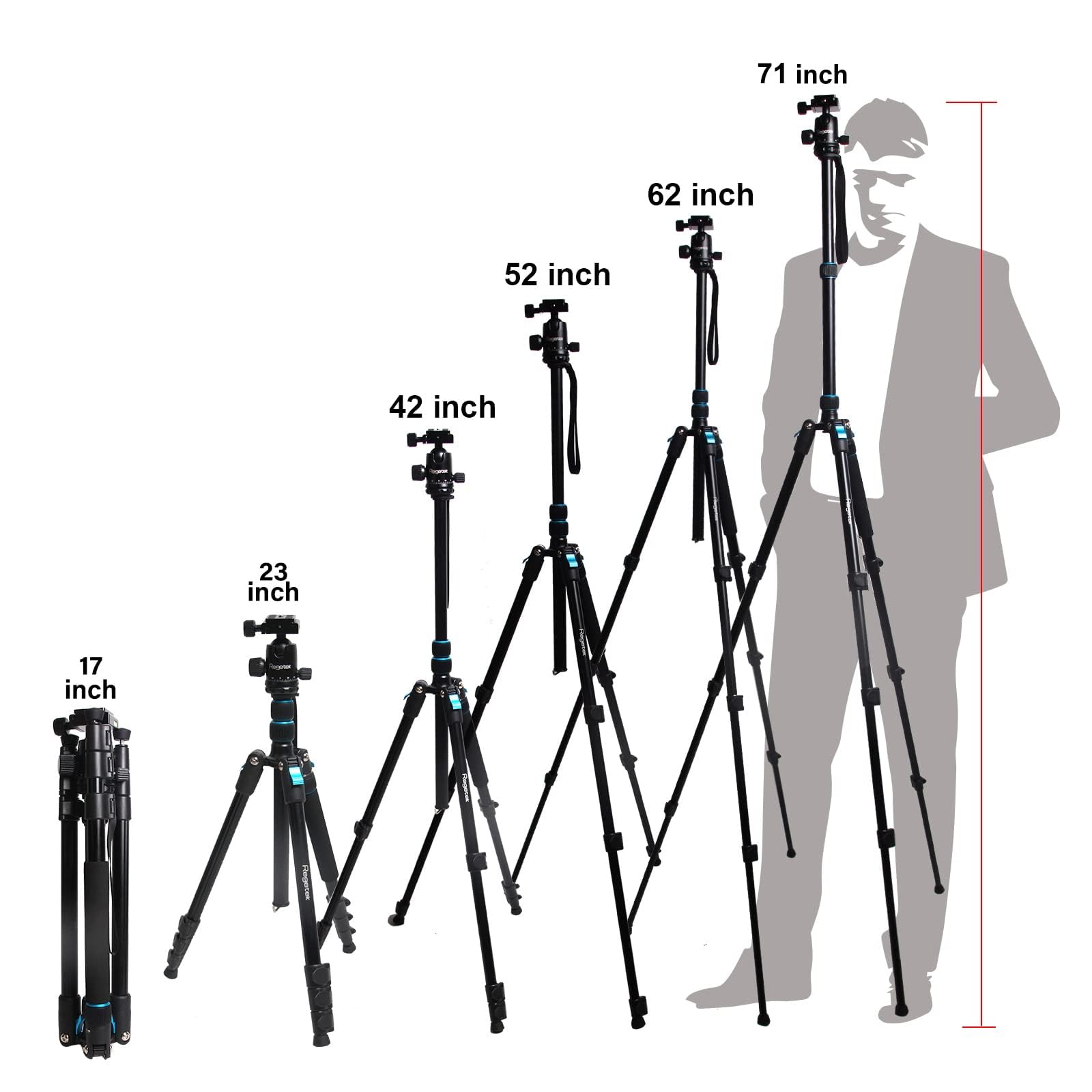 Tripod for Camera, Regetek 71" Camera Tripod, Professional Aluminum Tripod Monopod with 360 Degree Ball Head,Travel Tripod for Canon Sony DSLR Camera, Spotting scopes, Binoculars, Camcorders