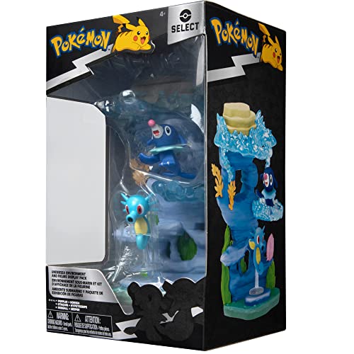 Pokemon Select Underwater Environment - Multi-Level Display Set with 2-Inch Horsea and Popplio Battle Figures