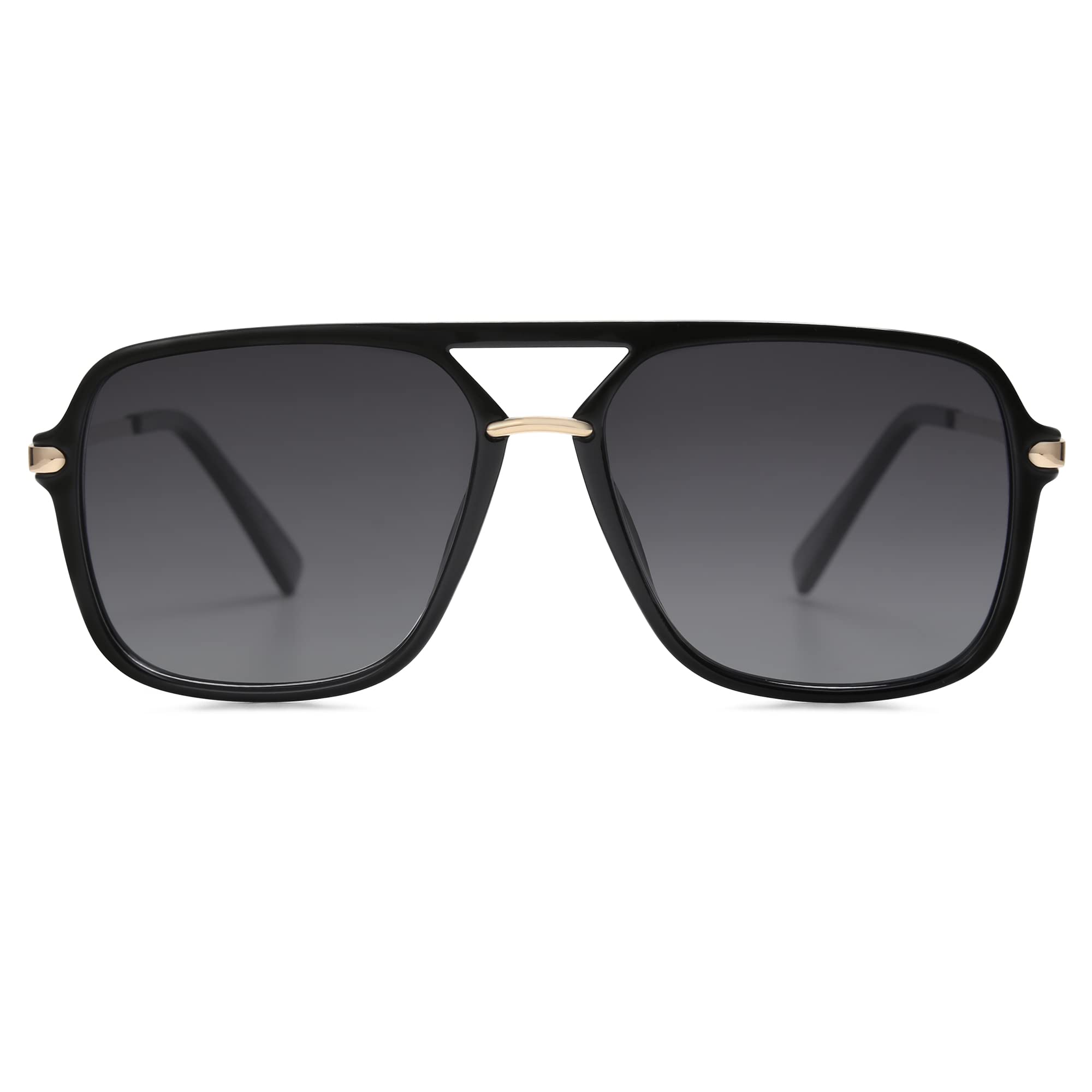 SOJOS Sunglasses for Women & Men, Square, Retro, Polarized Lens, Trendy Aviator, 90s Shades (SJ2229, Black Yellow)