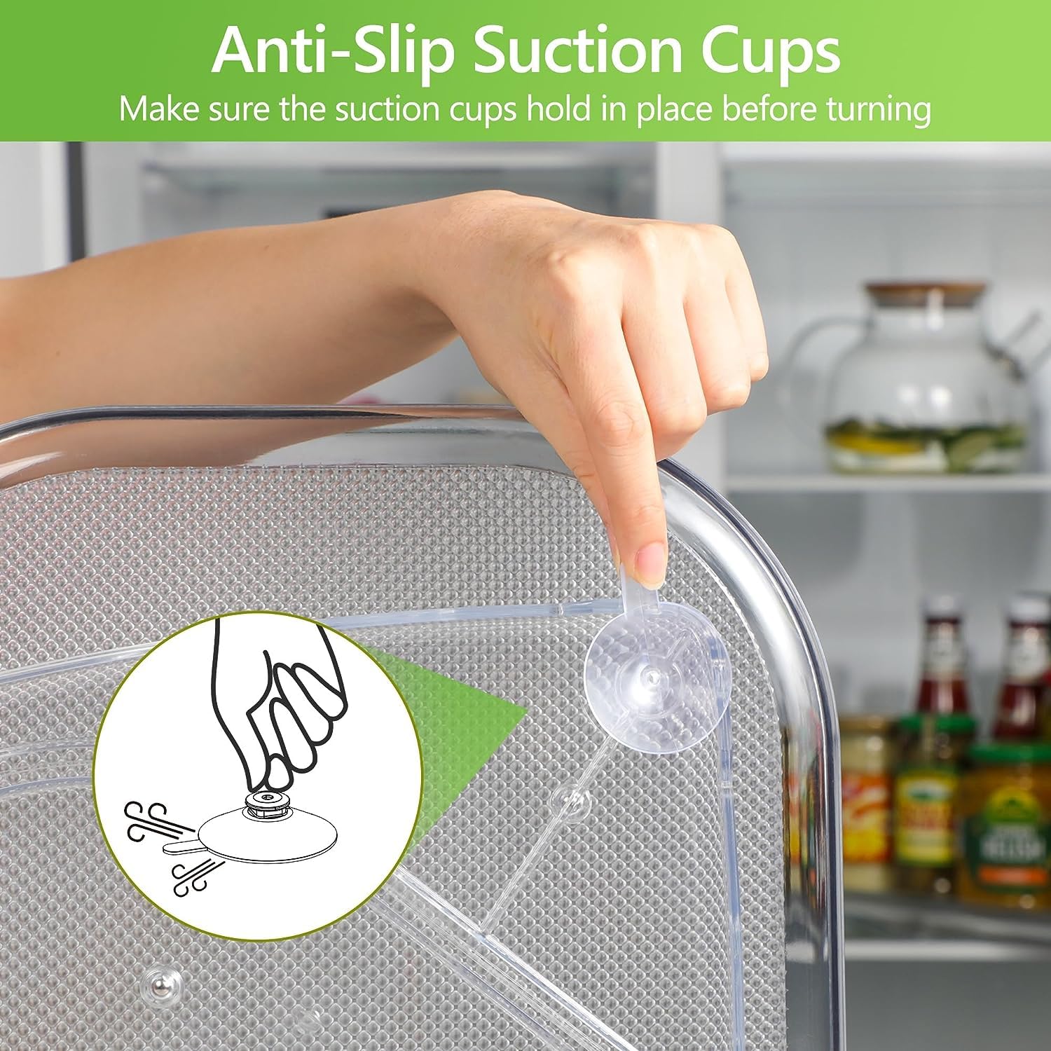 RSFIL Lazy Susan for Refrigerator, Clear Lazy Susan for Cabinet, Square Lazy Susan for Refrigerator, Rectangular Lazy Susan for Refrigerator, Kitchen, Table