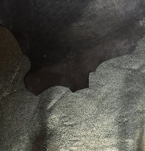 Real Leather Hides – Black Metallic Color – Quality Lambskin - 4 sq ft - 2 oz. avg Thickness - Cracked Finish – Genuine Sheepskin Fabric – Craft Projects – Upholstery Home Décor Material