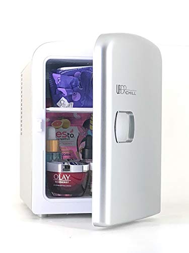 Uber Appliance Mini Fridge for Beauty, Skin Care, Makeup, Cosmetics Storage-6 can Capacity Portable Refrigerator Cooler and Warmer-Thermoelectric Technology-for Bedroom, Office, Dorm or car